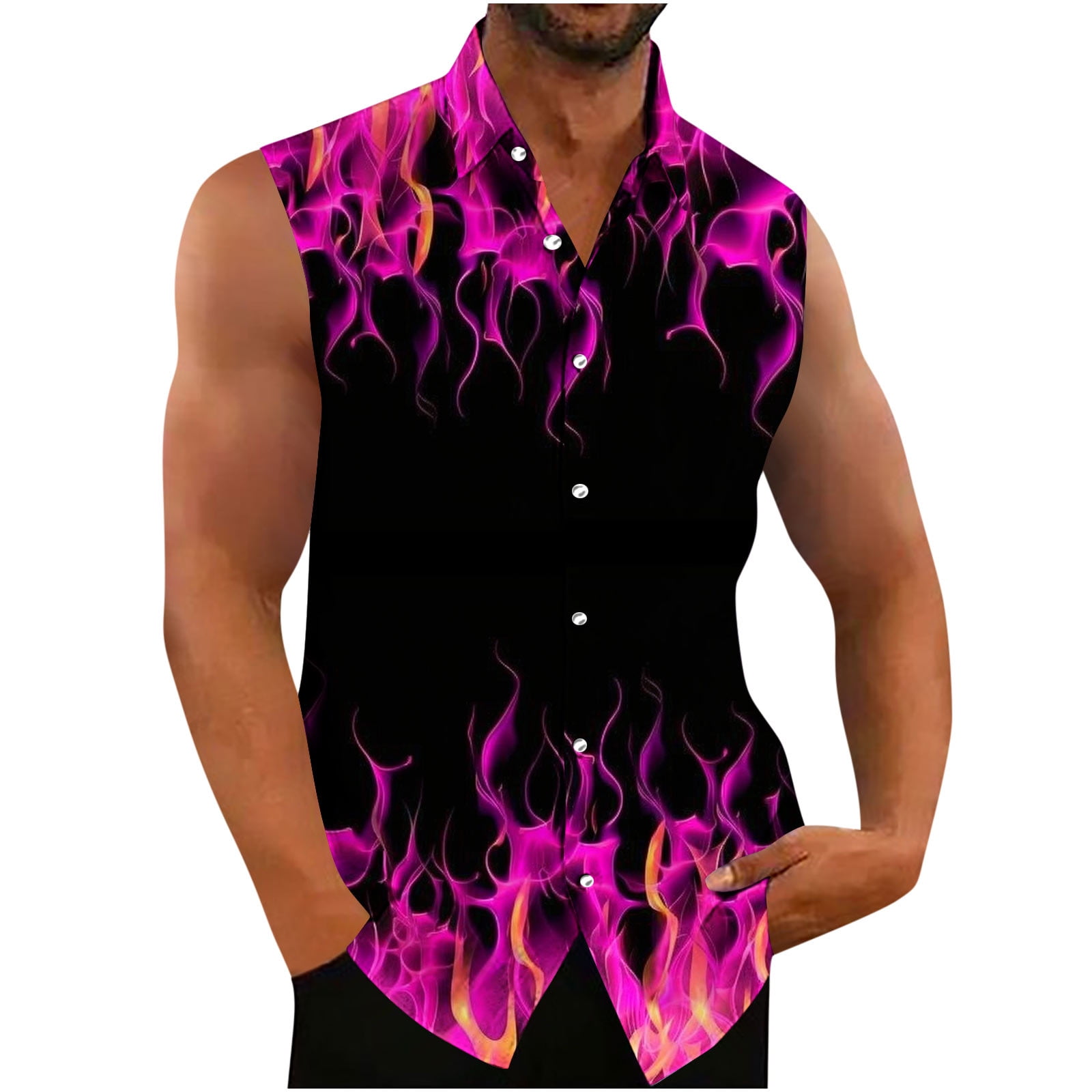 DODADAWANJ Trendy Graphic Tank Tops Mens Sleeveless Workout Shirt Lightweight Button Down ...