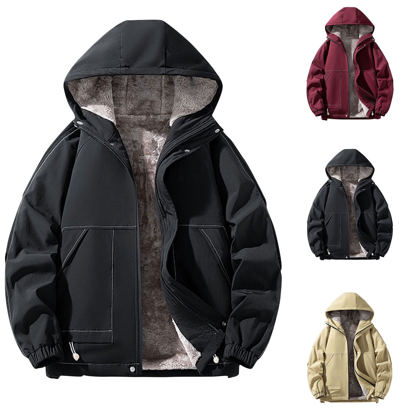 DODADAWANJ Winter Jacket for Men Fleece Lined Thermal Coats Big and ...