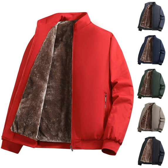 DODADAWANJ Winter Jacket for Men Fleece Lined Thickened Warm Jackets ...