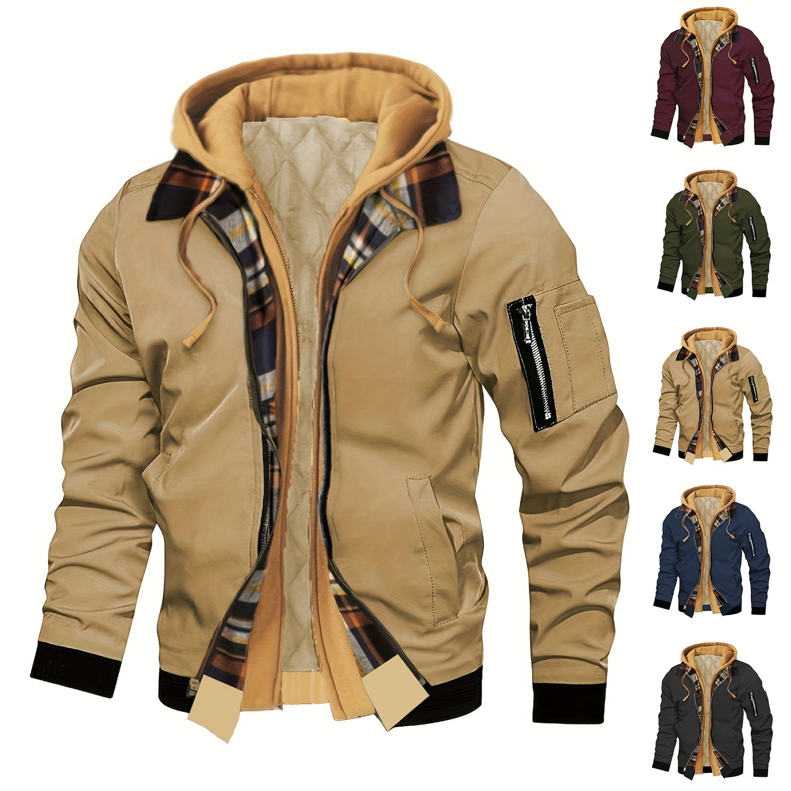 DODADAWANJ Work Jacket for Men Construction Faux Two Piece Thermal ...