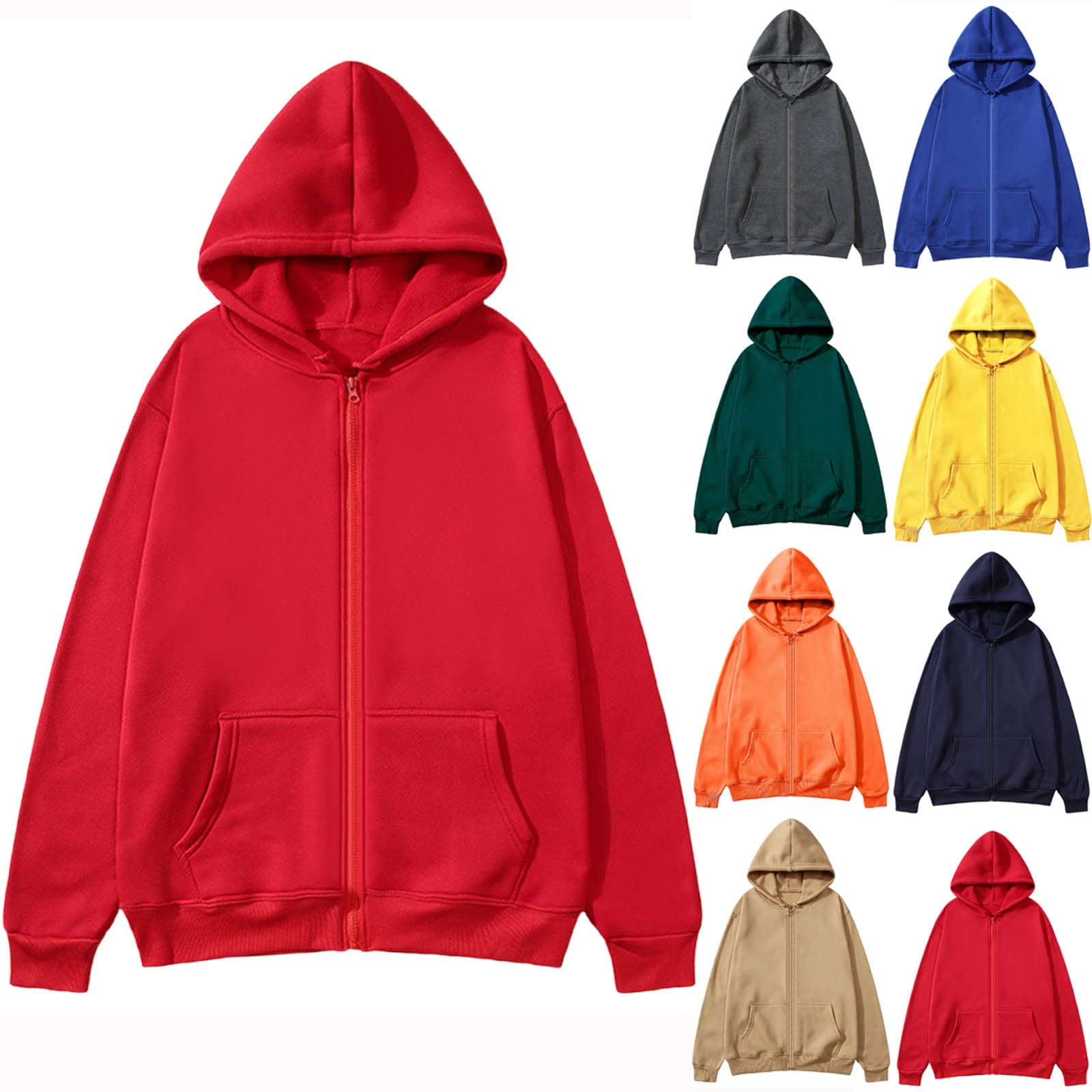 DODADAWANJ Zip Up Hoodie Men Big and Tall Long Sleeve Hooded ...
