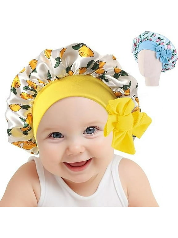 2Pcs Pink Baby Bonnet, Newborn Sleeping Cap Accessories, Infant Satin ...