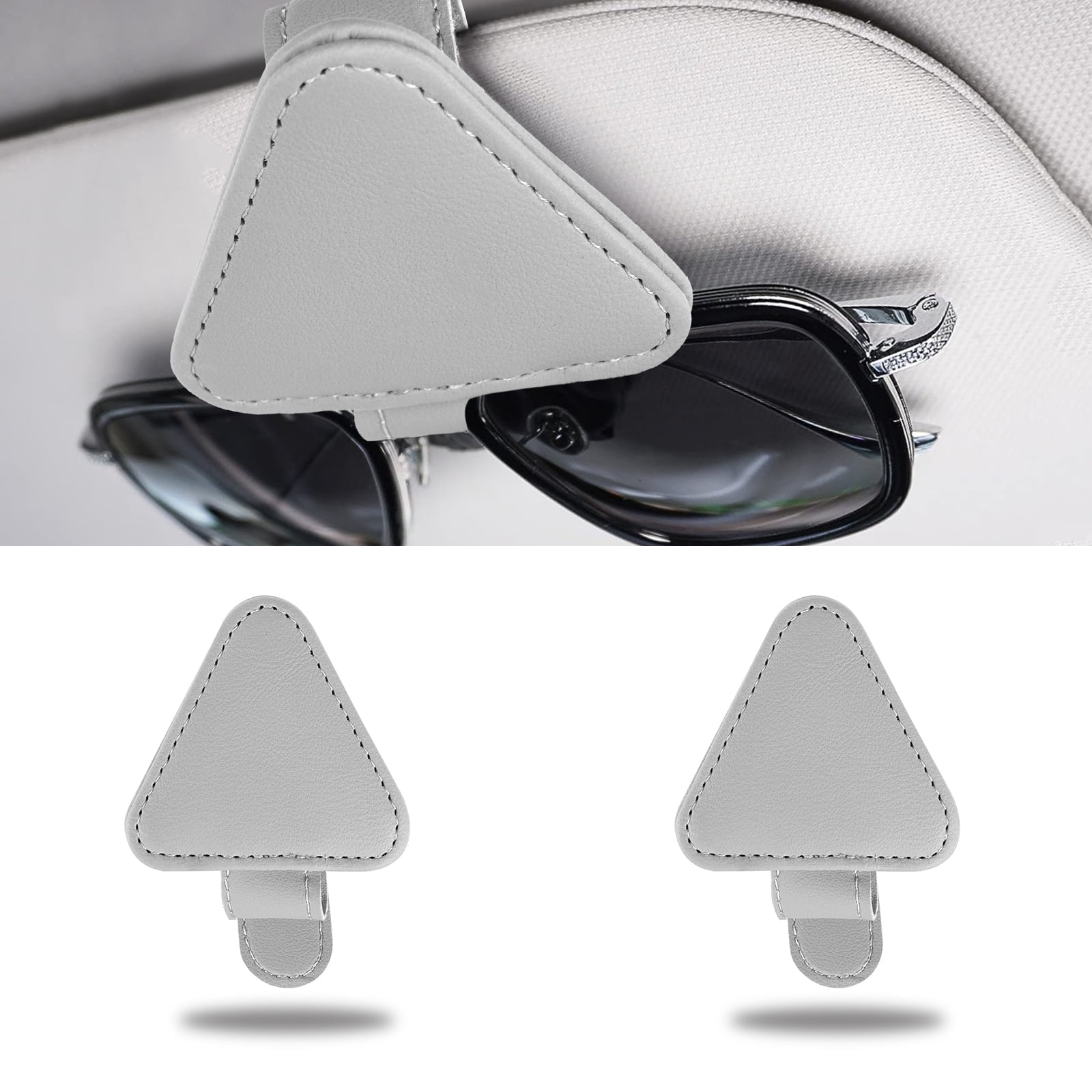 DODAMOUR 2 Pack Sunglasses Holder for Car Visor, Magnetic Leather ...
