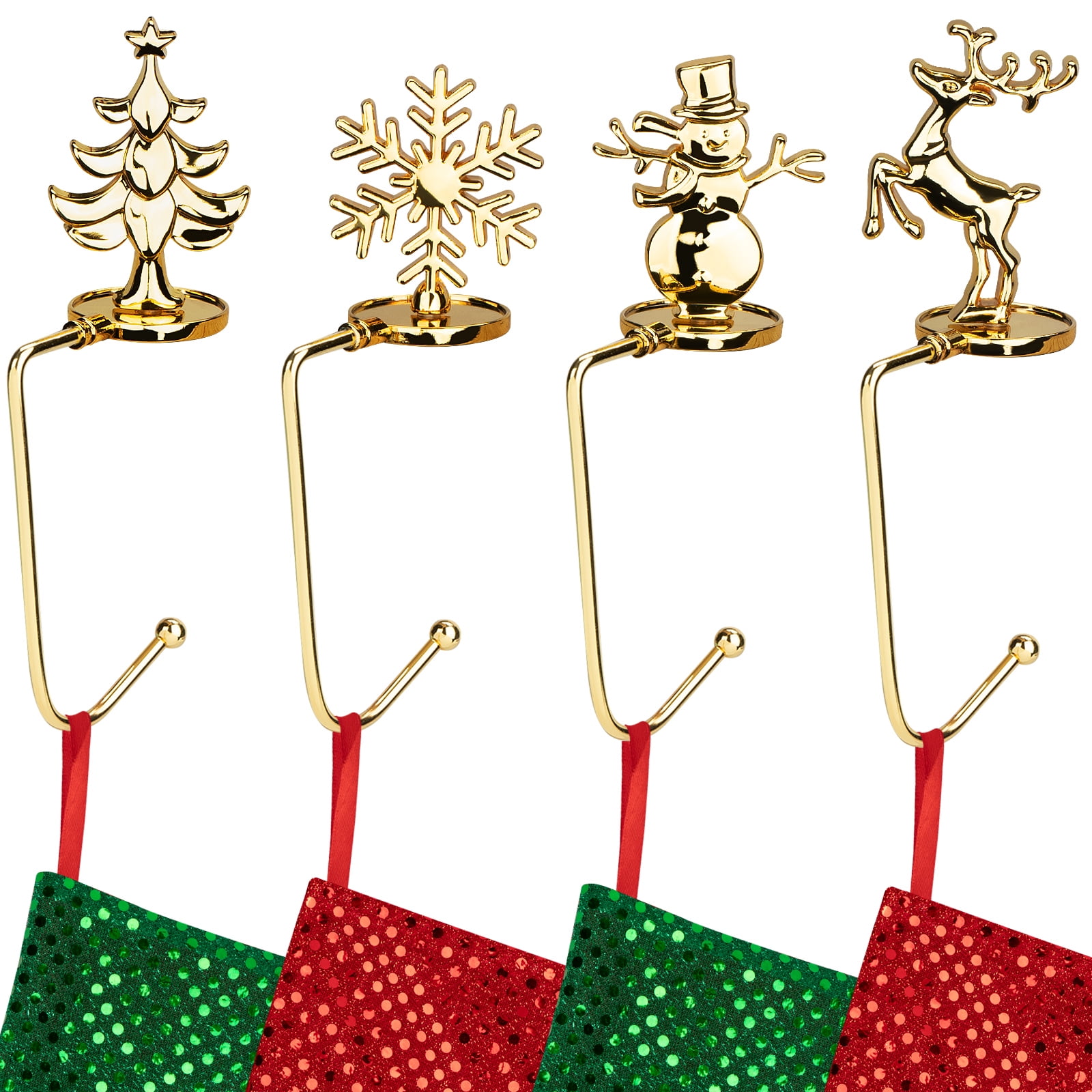 DODAMOUR 4 Pack Christmas Stocking Holders with Hook, No-Slip ...