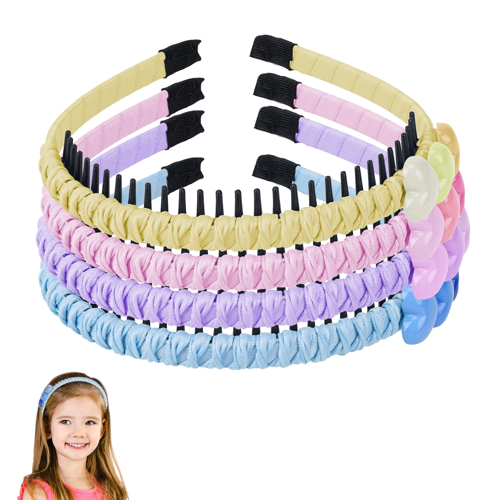 DODAMOUR 4 Pack Kids Teeth Comb Headband, Non Slip Plastic Teeth ...