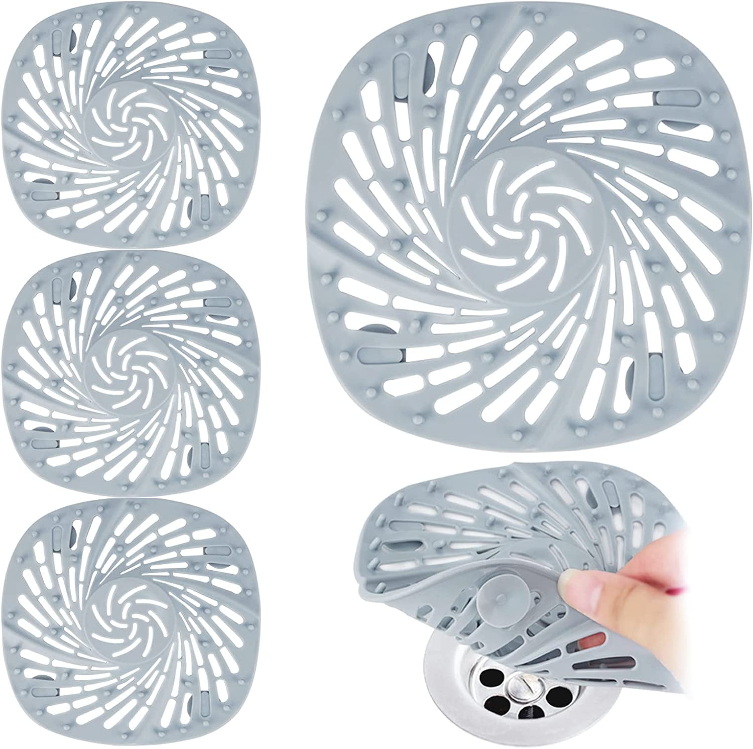 DODAMOUR 4 Packs Hair Catcher Shower Drain, Bathtub Hair Stopper Drain ...