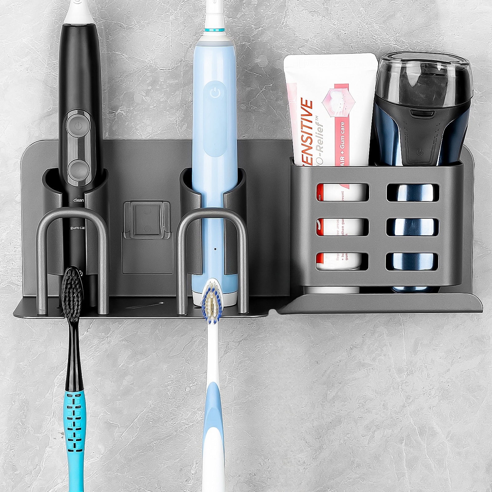 DODAMOUR Aluminum Alloy Electric Toothbrush Holders, Wall Mounted ...
