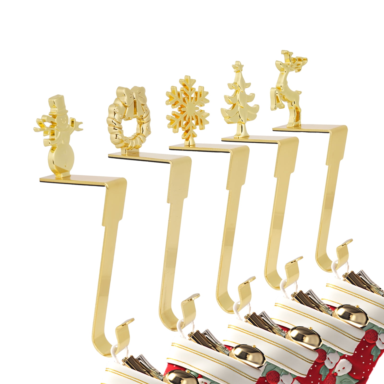 DODAMOUR Christmas Stocking Holders for Mantle of 5, Metal No-Slip ...