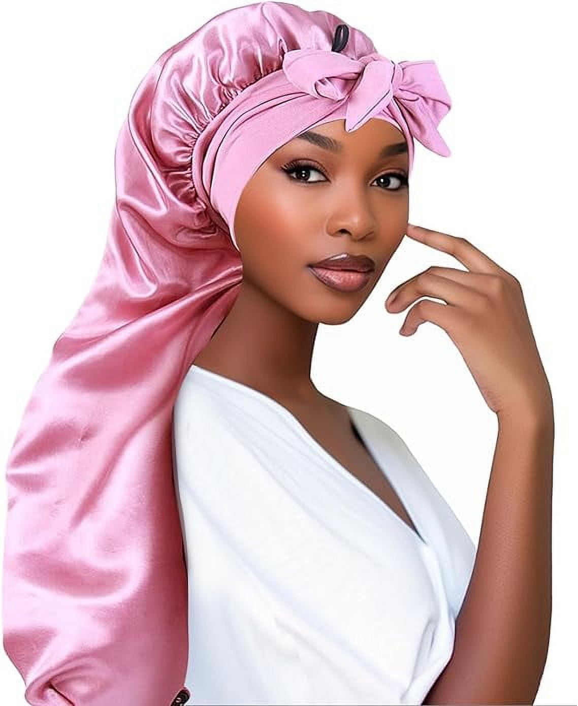 DODAMOUR Extra Long Satin Bonnet for Women, Adjustable Braid Bonnet ...