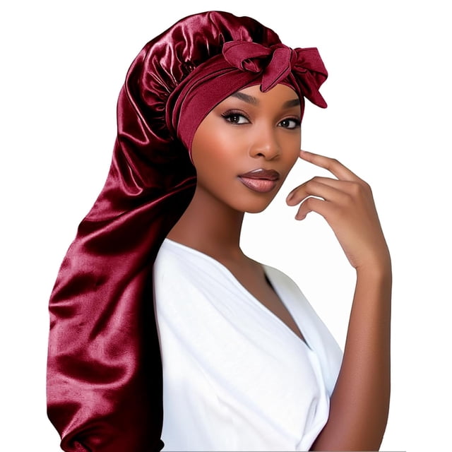 DODAMOUR Extra Long Satin Bonnet for Women, Adjustable Braid Bonnet ...
