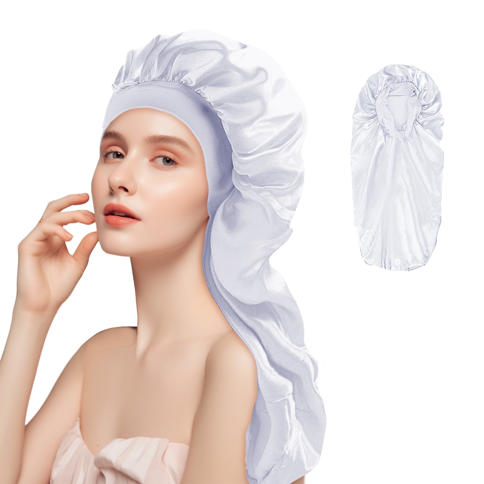 DODAMOUR Long Satin Bonnet for Women, Double Layer Silk Bonnet with ...