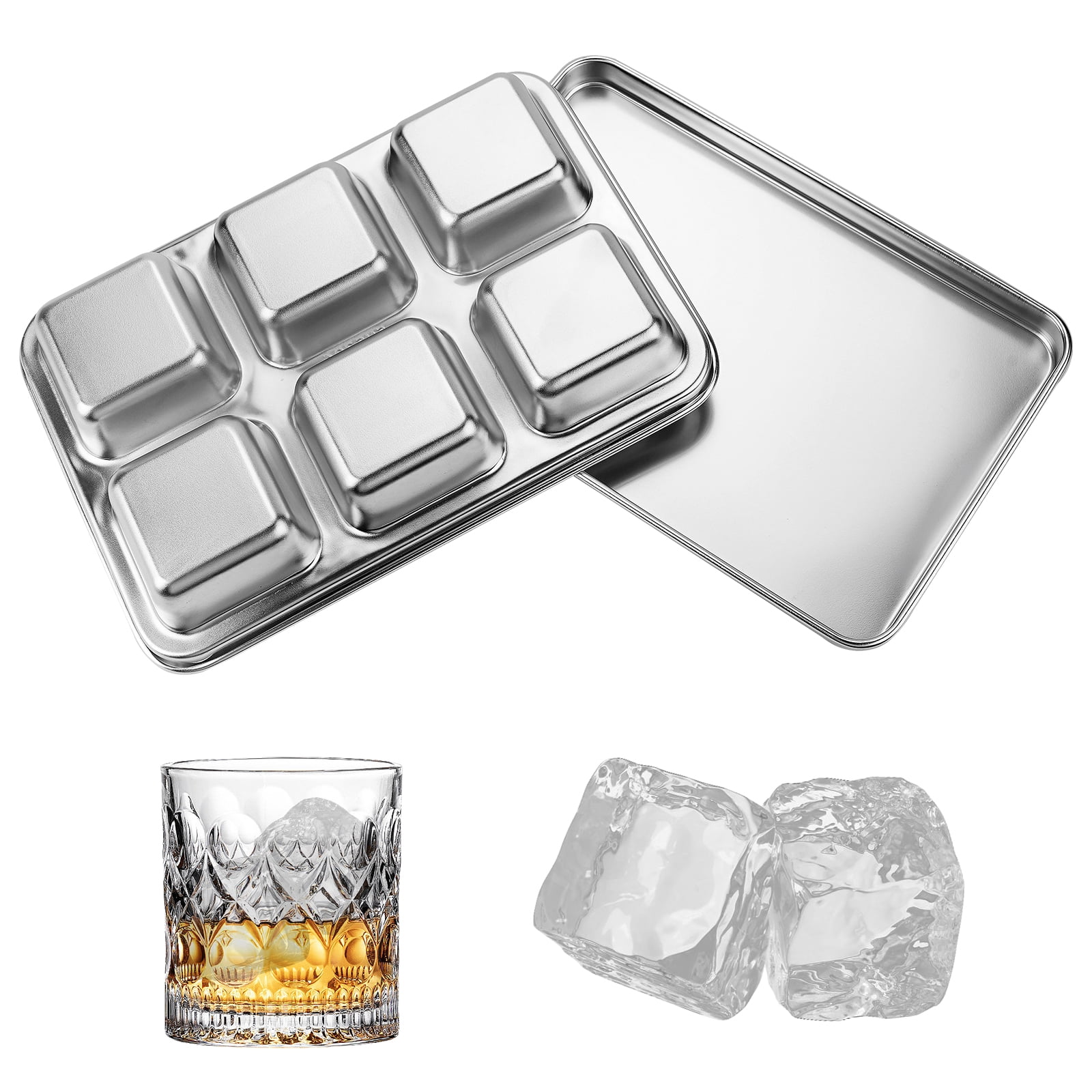 DODAMOUR Stainless Steel Ice Cube Container with Lid, Leak-Free Square ...
