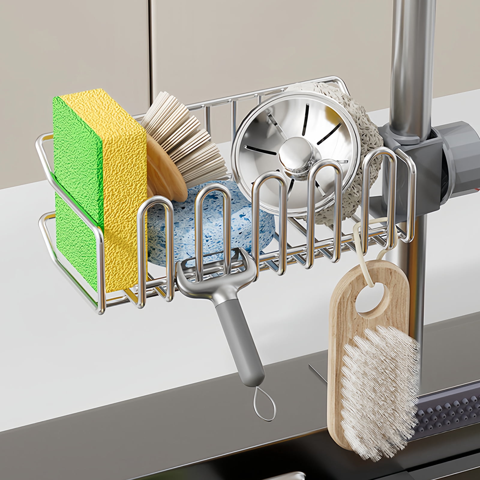 DODAMOUR Stainless Steel Sponge Holder for Faucet Sink, Detachable ...