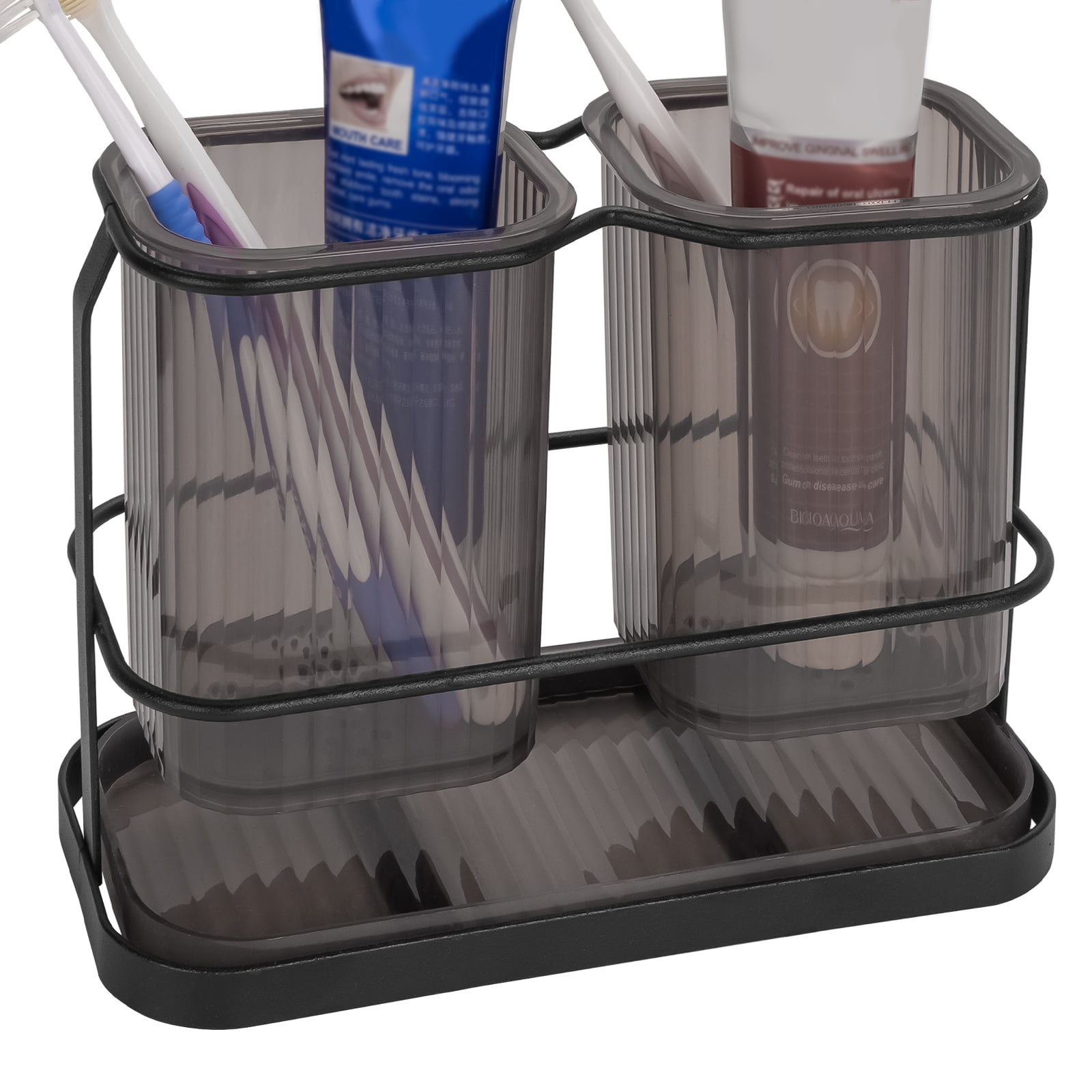DODAMOUR Toothbrush Holder with Drain Hole, 2 Slots Toothbrush Holder ...