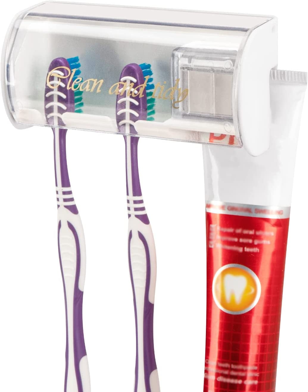 DODAMOUR Toothbrush Holder Wall Mounted, 2 Slot Toothbrush Toothpaste ...