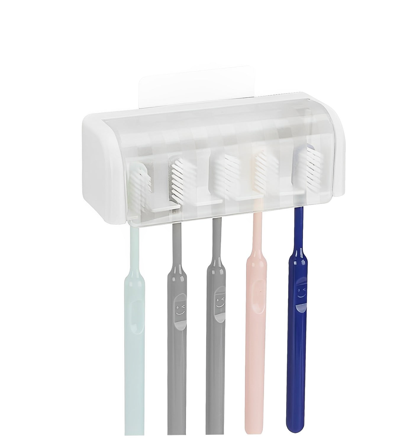 "DODAMOUR Toothbrush Holder Wall Mount, White, 5 Slots, Self Adhesive ...