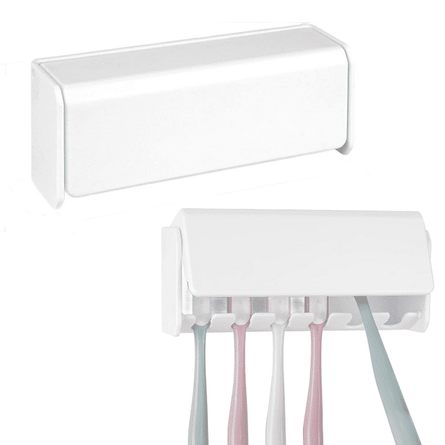 DODAMOUR Toothbrush Holder Wall Mounted with Cover, 6 Slots Self ...