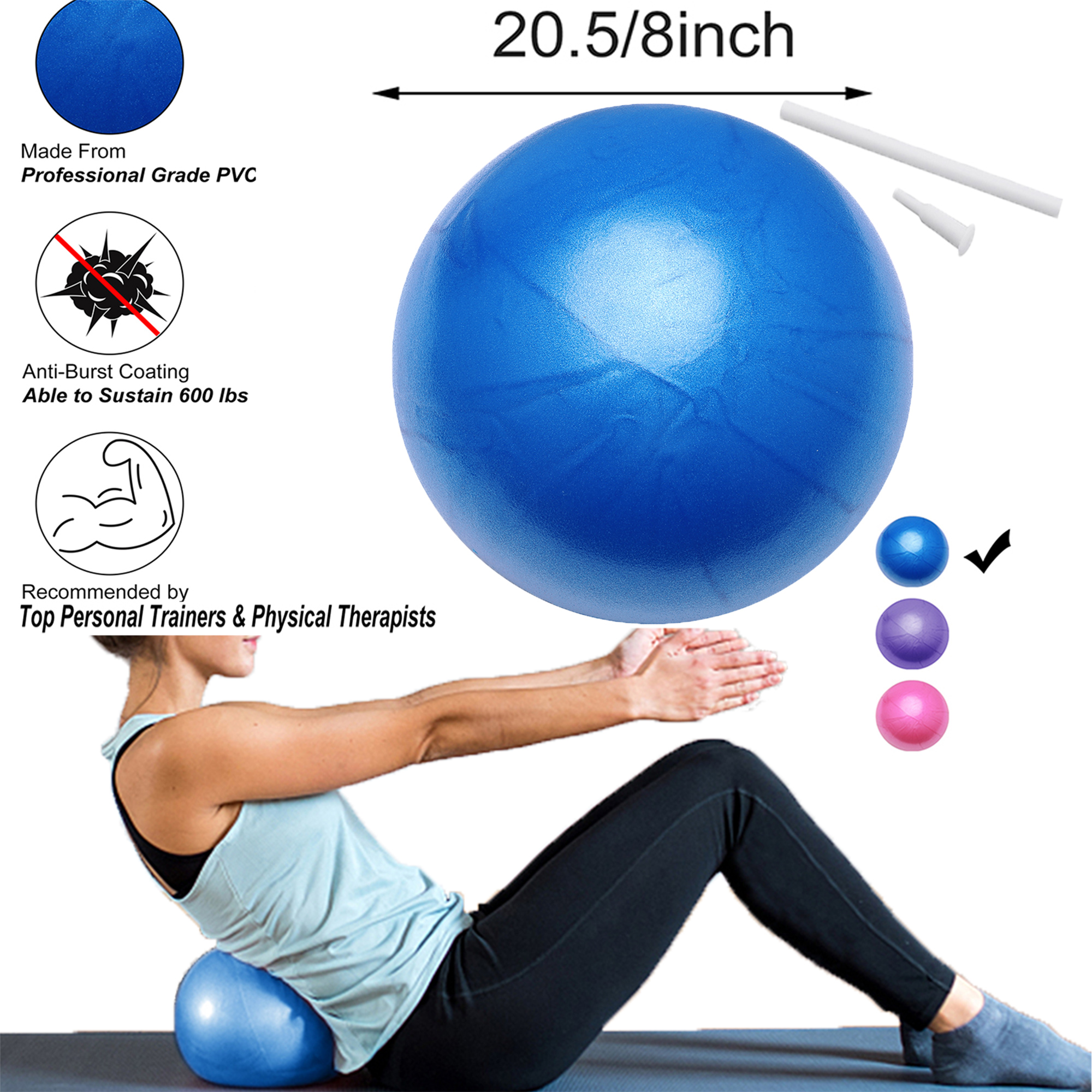 DODOING 1/2/3 Pieces Exercise Ball Pilates Ball Explosion-Proof ...