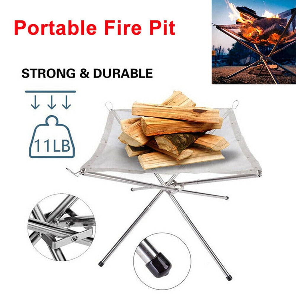 DODOING 16.5 Inch Portable Outdoor Firepit Collapsible Steel Mesh ...