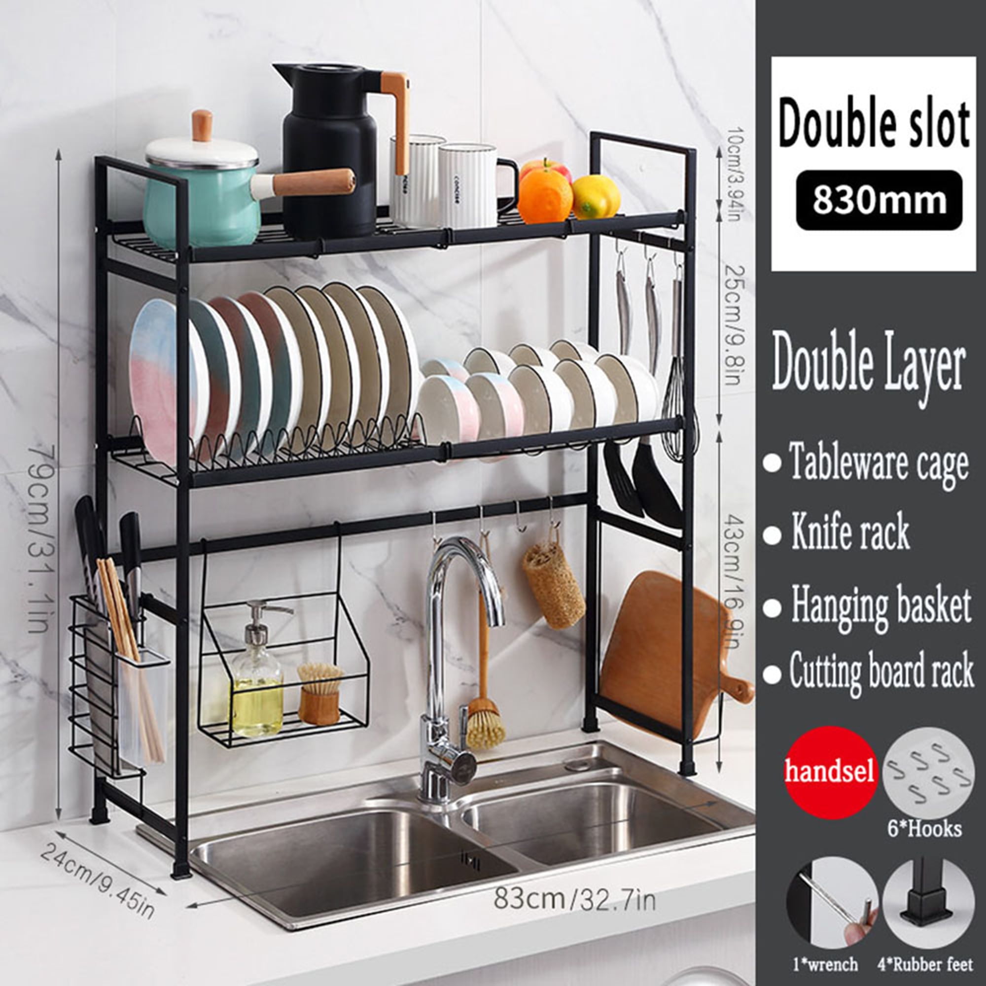 DODOING 2 Tier Kitchen Rack Dish Rack Dish Drainer Drying Rack Over ...