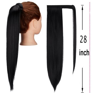 Synthetic 32 inch Black Straight Hair Women’s Long Braided Ponytail ...
