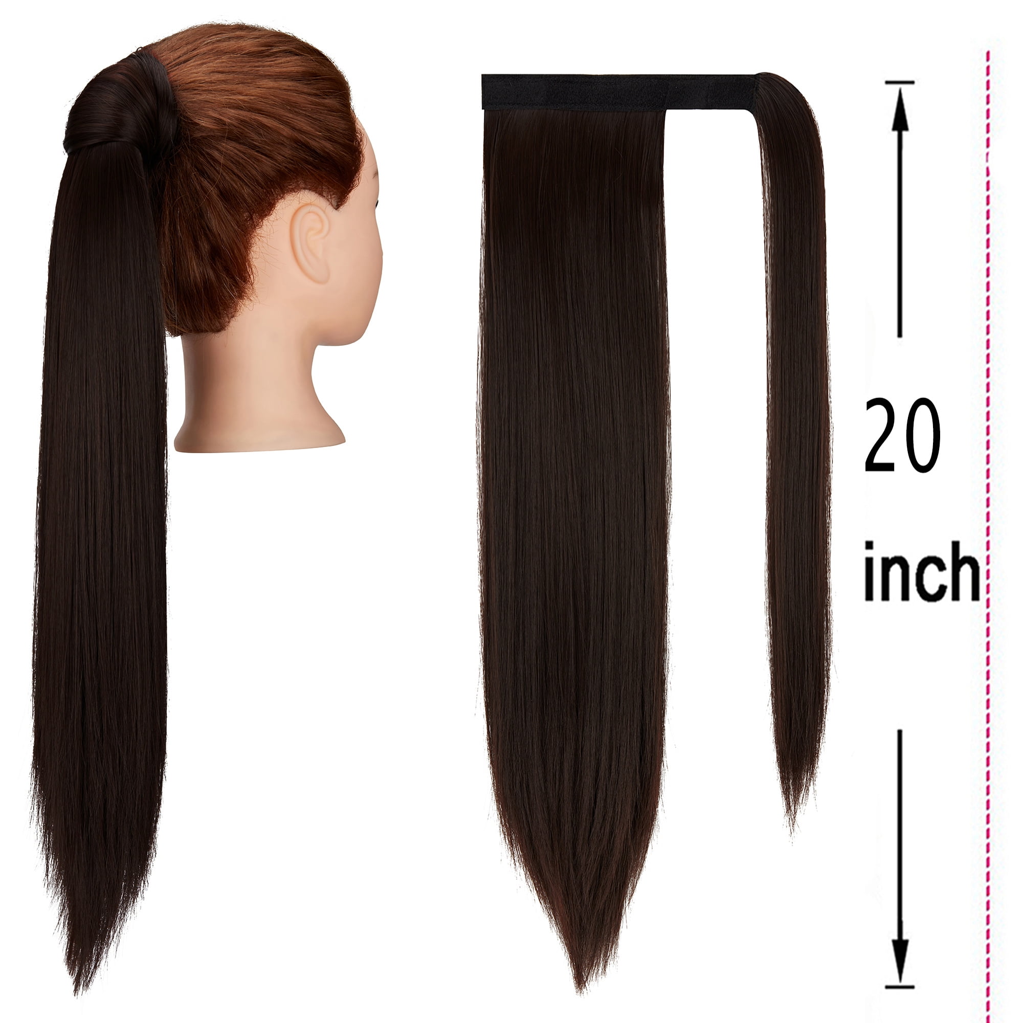 DODOING 20/24/28 Inch Hair Pieces Clip in Ponytail Extension Wrap ...