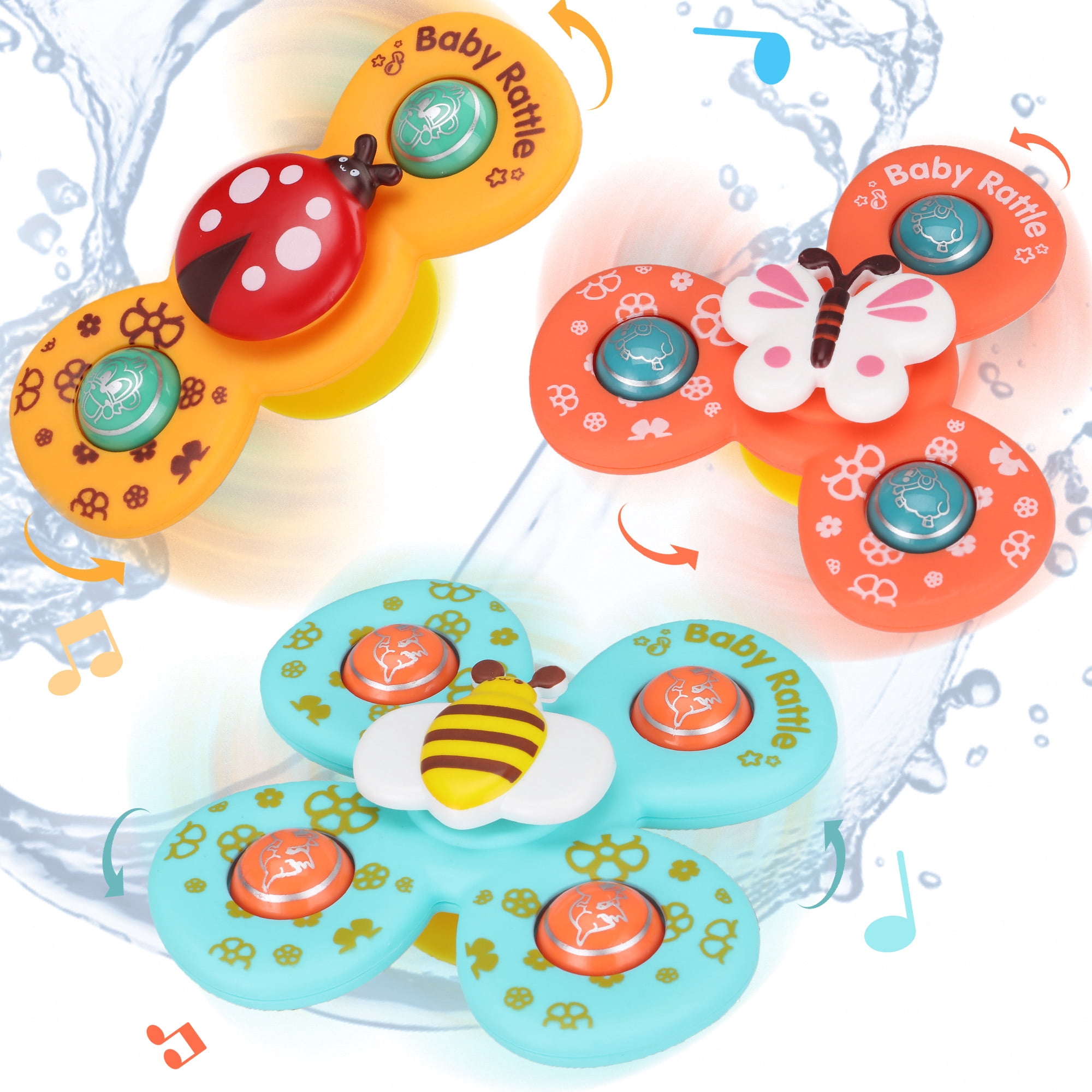 DODOING 3 PCS Baby Child Spinning Top Toy, Spin Sucker Suction Cup ...
