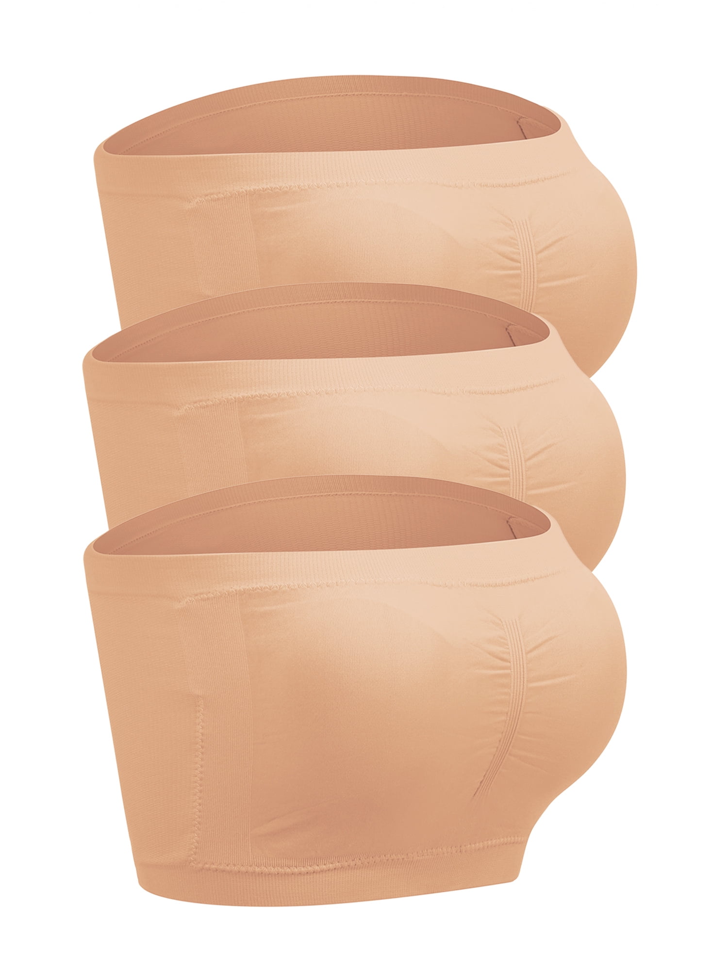 DODOING 3 Pack Sexy Women Tube Underwear Padded Strapless Bandeau Crop ...