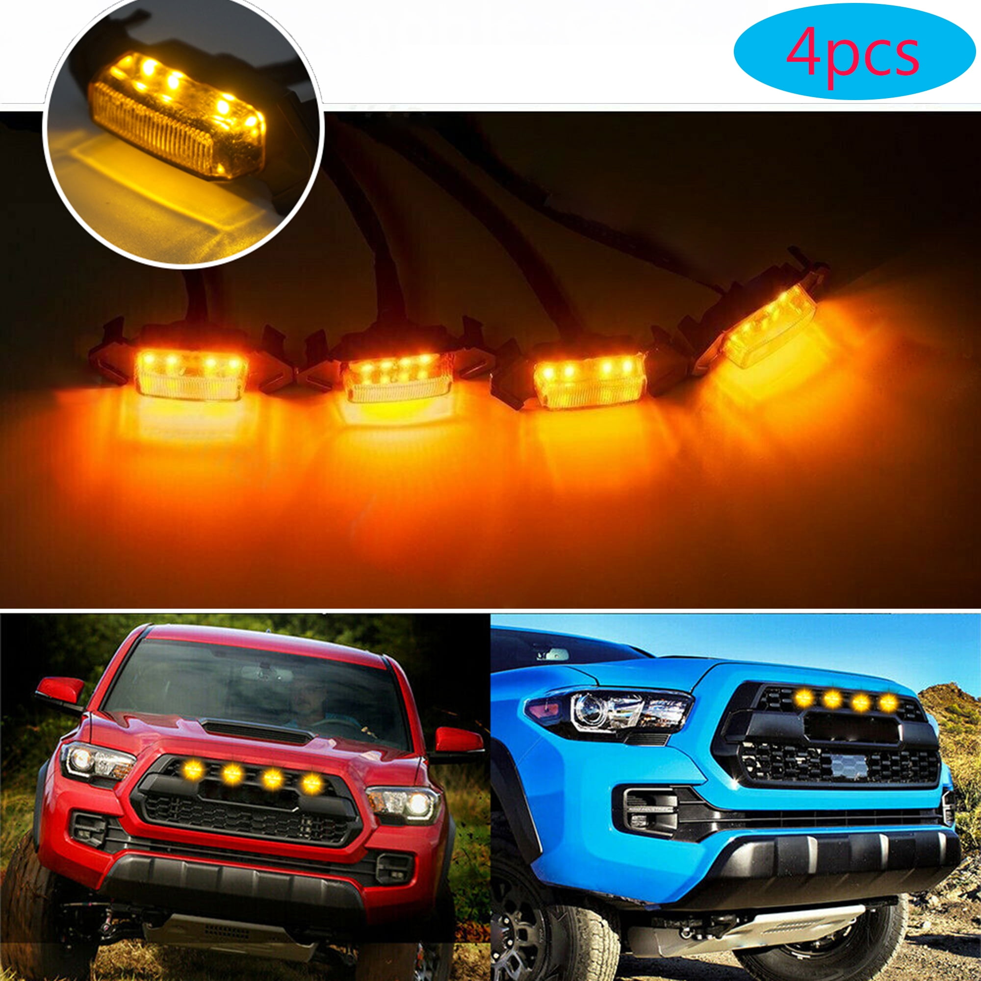 DODOING 4x TRD Pro Raptor Style Amber Lens Raptor Lights LED Grille ...