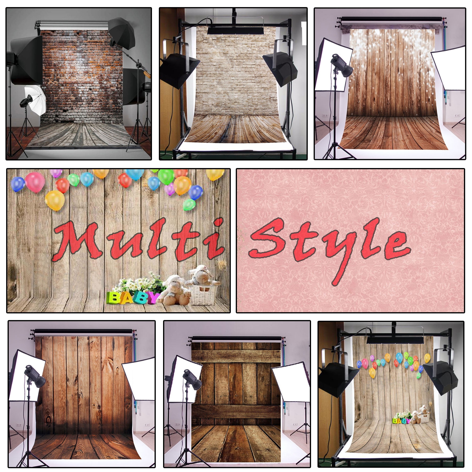 DODOING 5 x 7FT Christmas Photography Backdrops Wooden Background Vinyl ...