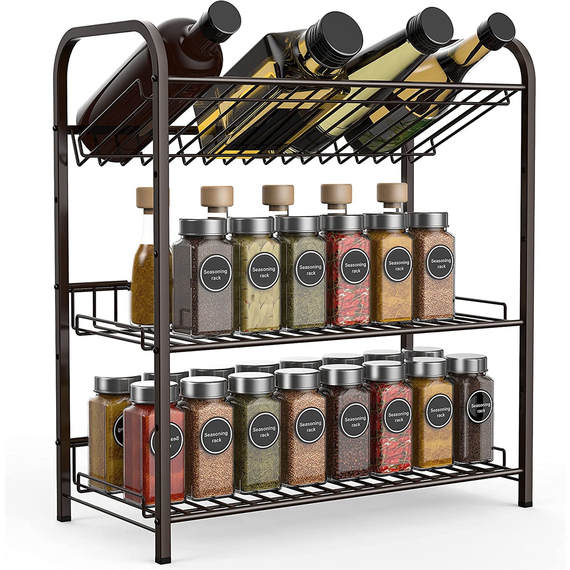 DODOING Black 3-Tier Spice Rack Countertop Organizer Countertop ...