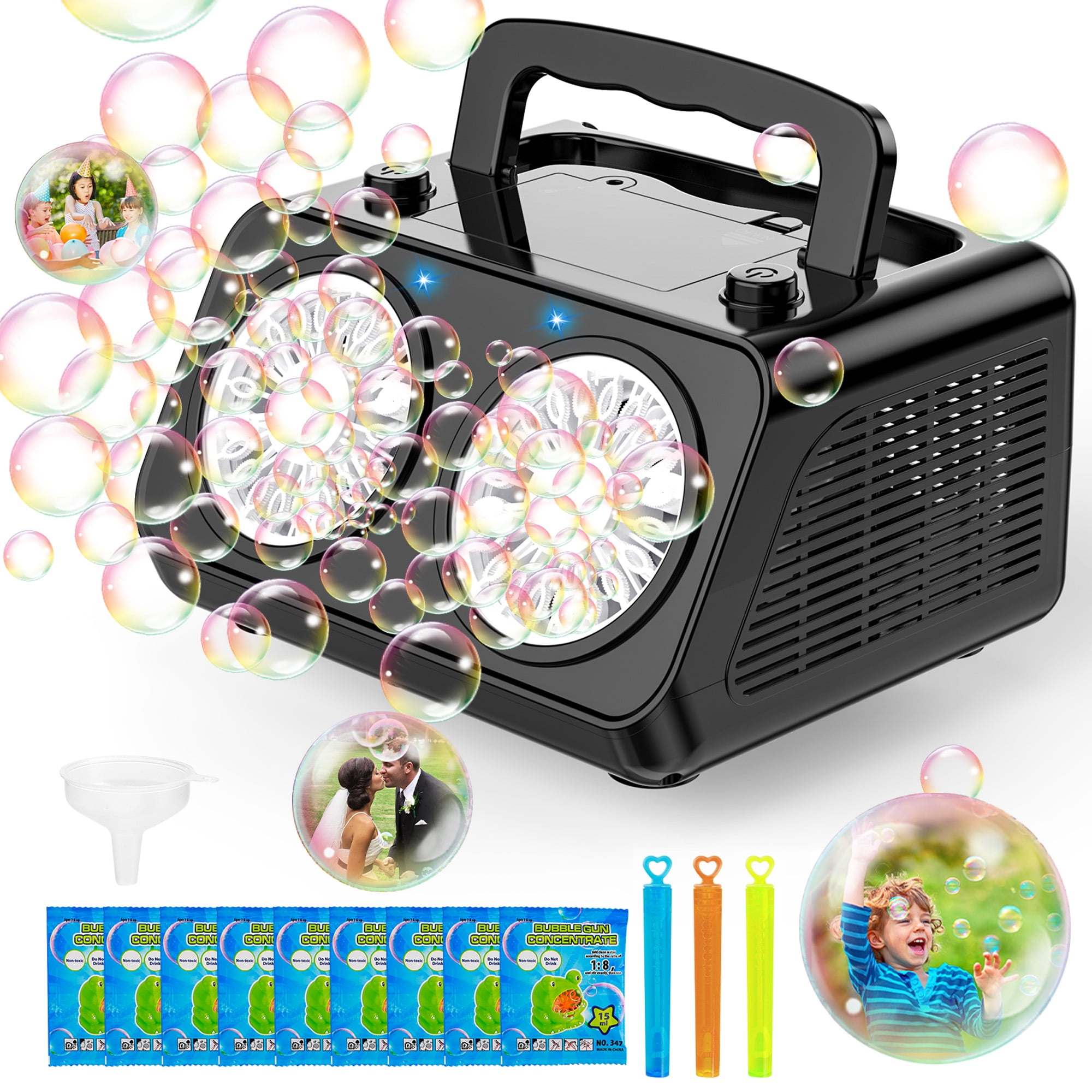 DODOING Bubble Machine Automatic Bubble Blower, 40 Wands 20000+ Bubbles ...