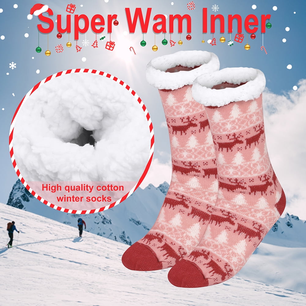 DODOING Christmas Socks Women Cabin Socks Winter Socks Fleece Lined ...