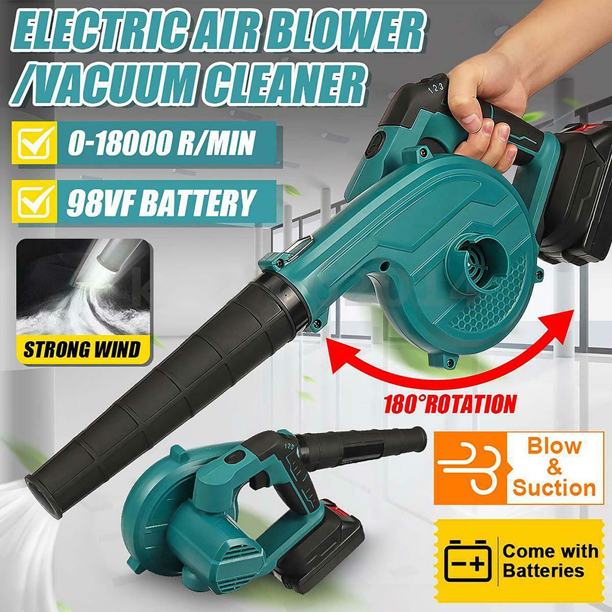 DODOING Dust Sweeper Tool 2200W 2 IN1 Electric Air Leaf Blower Suction ...