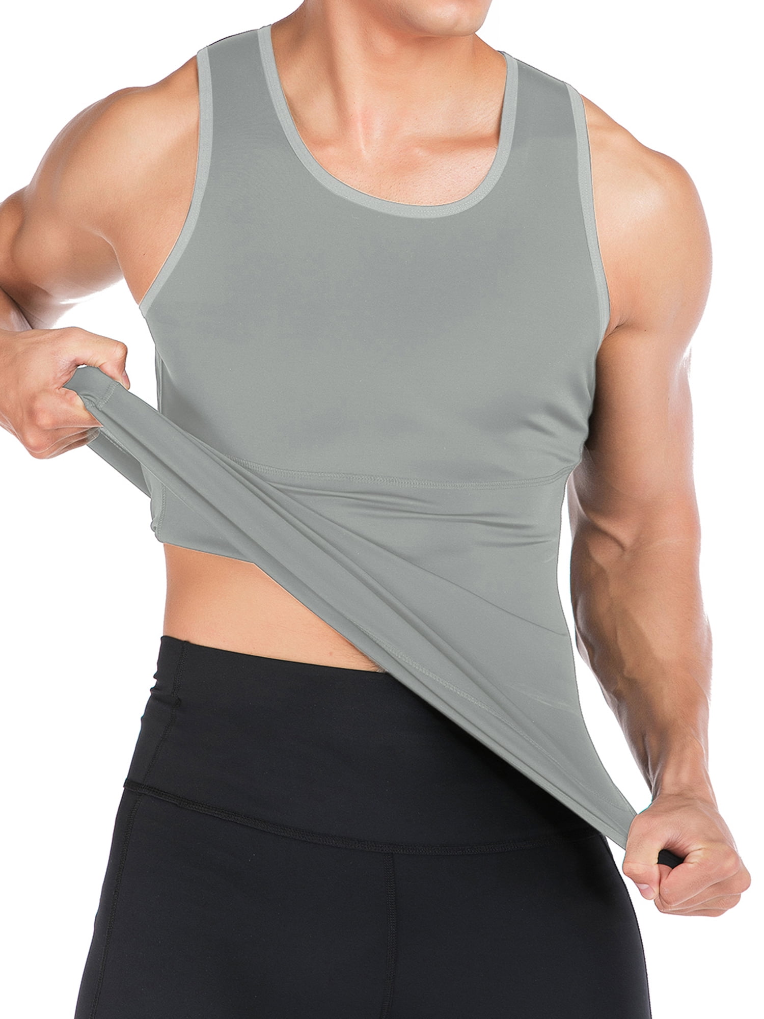 DODOING Mens Black Compression Shirt Slimming Body Shaper Workout Tank ...