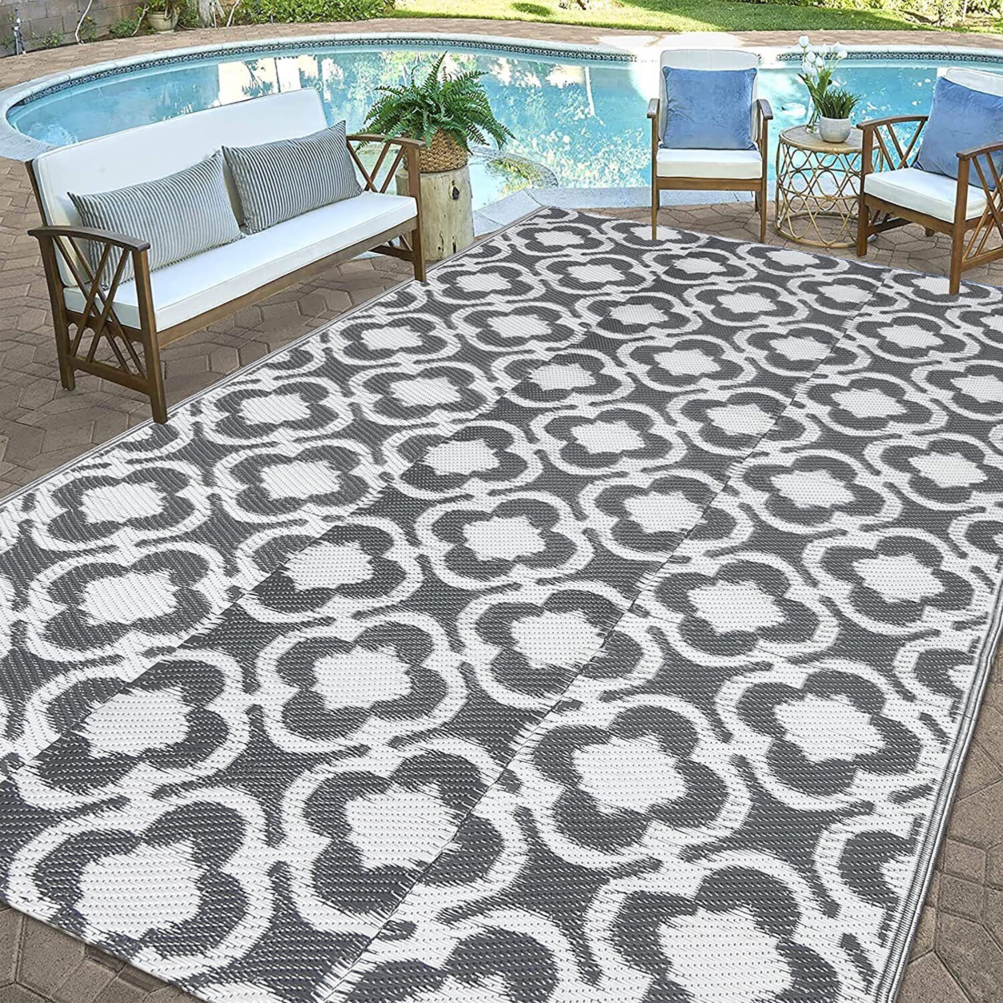 DODOING Outdoor Rugs Carpet for Patio 4'x 6'/6'x 9'/5'x 8' Waterproof ...
