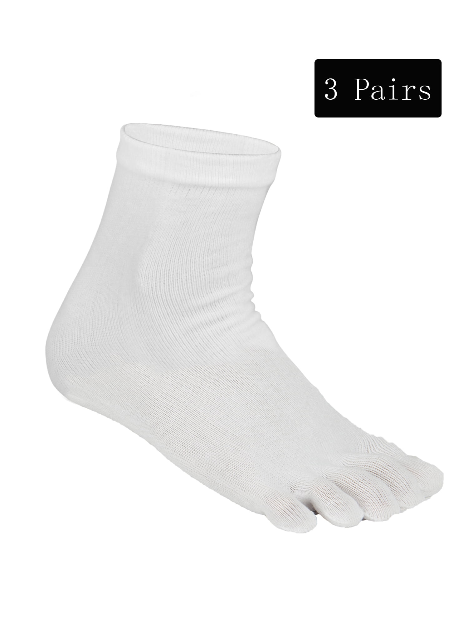 DODOING 3 Pairs Men Toe Socks Cotton Running Five Finger Crew ...