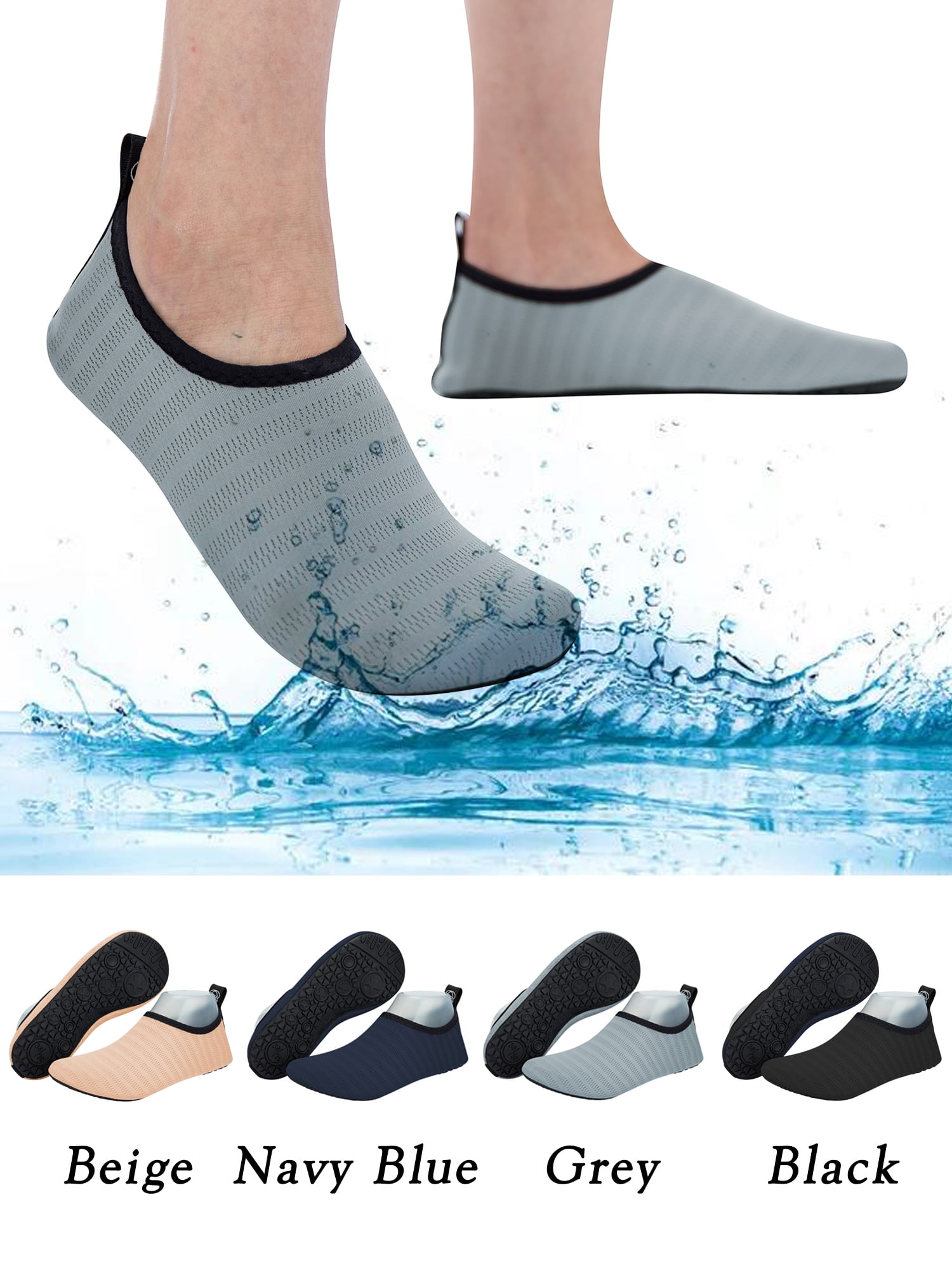 DODOING Water Shoes Barefoot Quick-Dry Aqua Water Socks Slip-on for Men ...