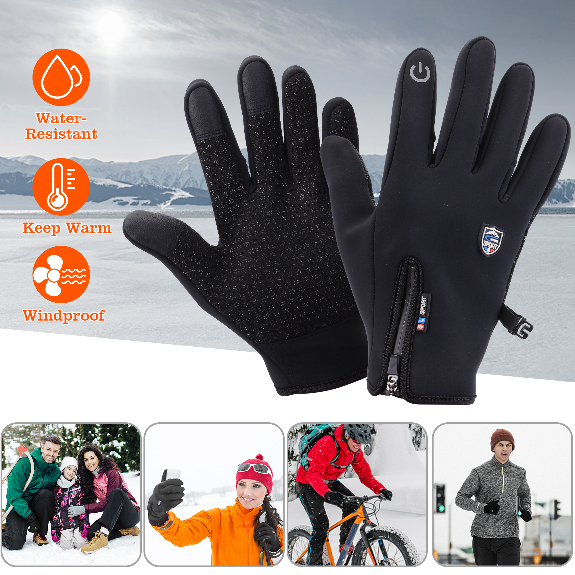 DODOING Winter Gloves Waterproof &Windproof Insulated Gloves Warm ...