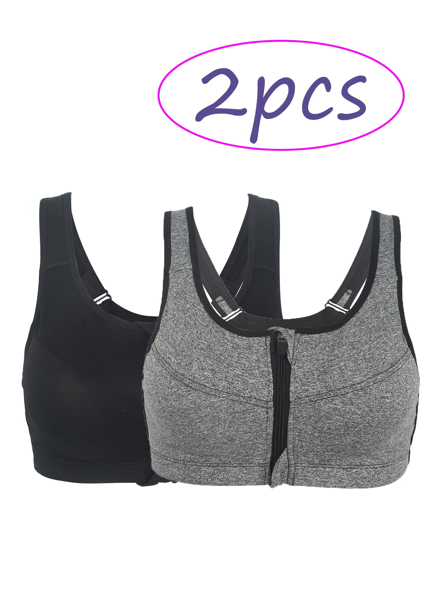 DODOING Women's 2 Pack Active Bra Sports Bra High Impact Support Tank ...