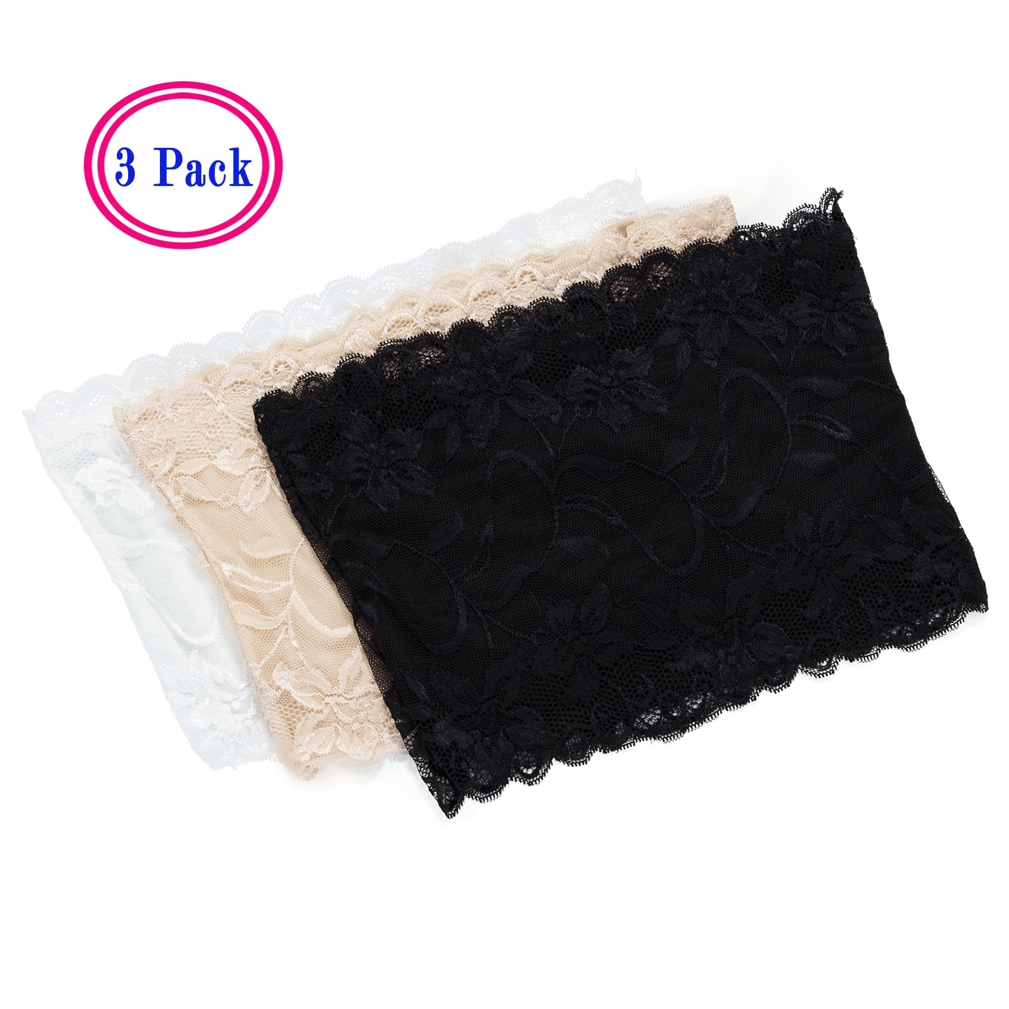 DODOING Women's Floral Strapless Lace Tube Top Bra Bandeau Strapless ...