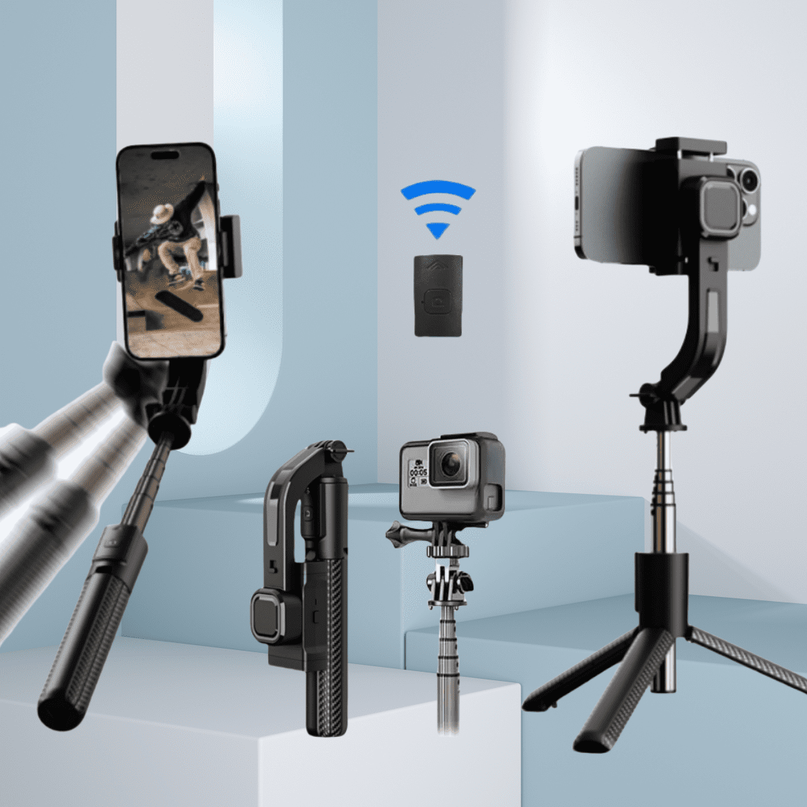 DODOUP Selfie Tripod Bluetooth Gimbal Stabilizer 360 ° rotation stable ...
