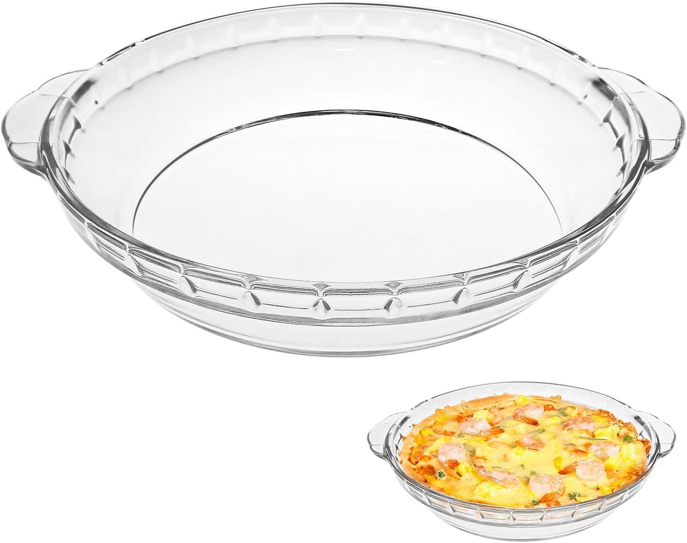 ABCISI Glass Pie Plate, 9 Inch Round Baking Dish with Handles for ...