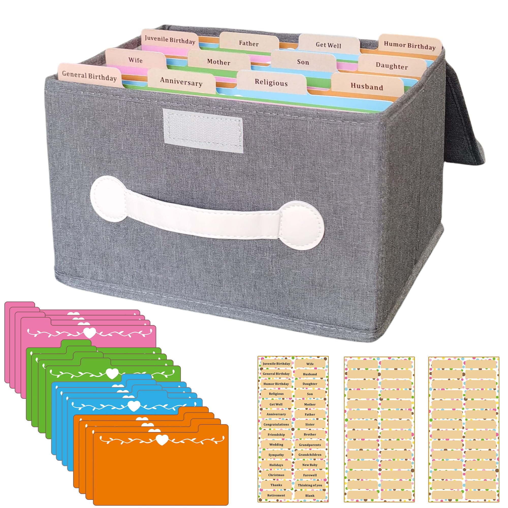 DOFFICE Greeting Card Organizer & Storage Box with 16 Pcs Adjustable ...