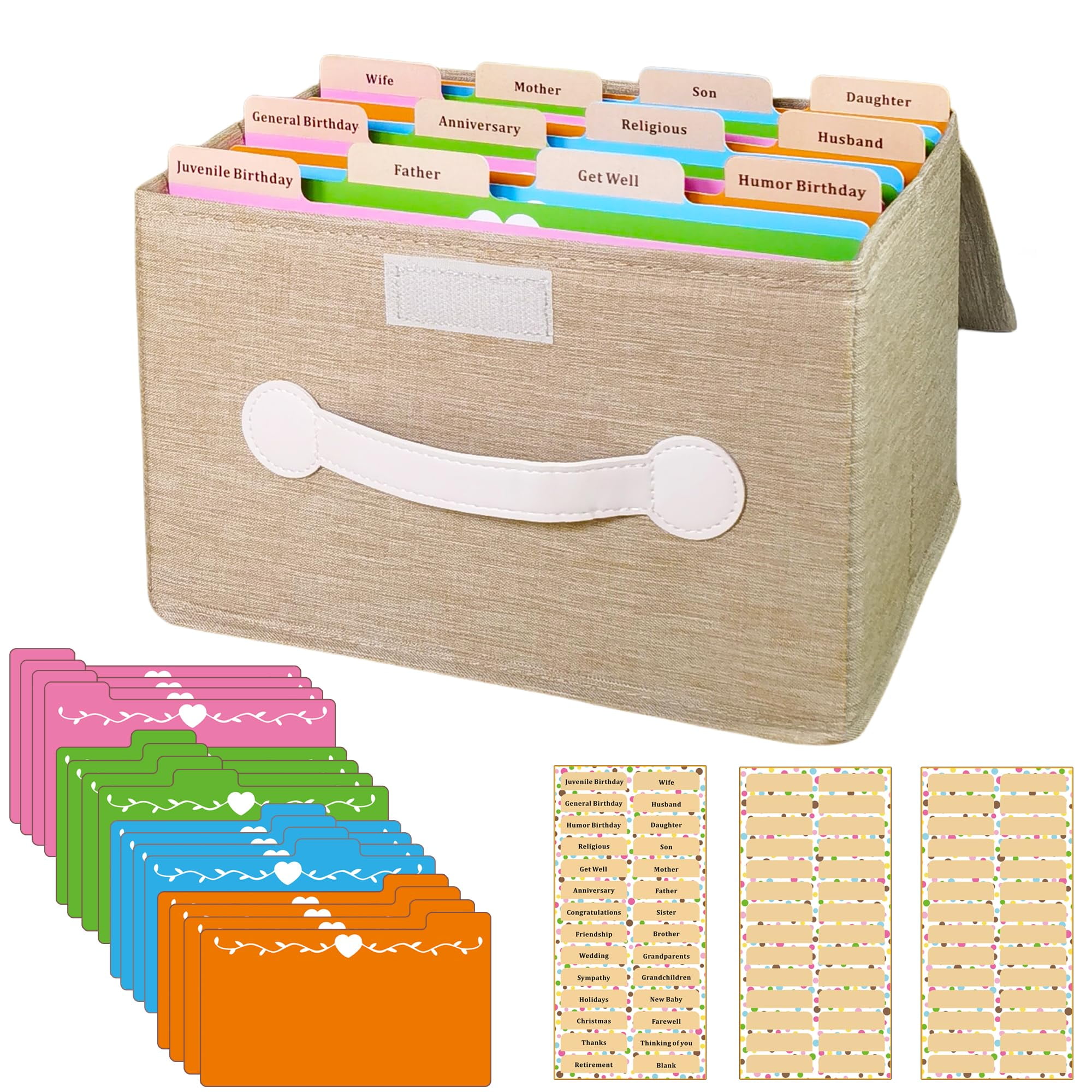 DOFFICE Greeting Card Organizer & Storage Box with 16 Pcs Adjustable ...