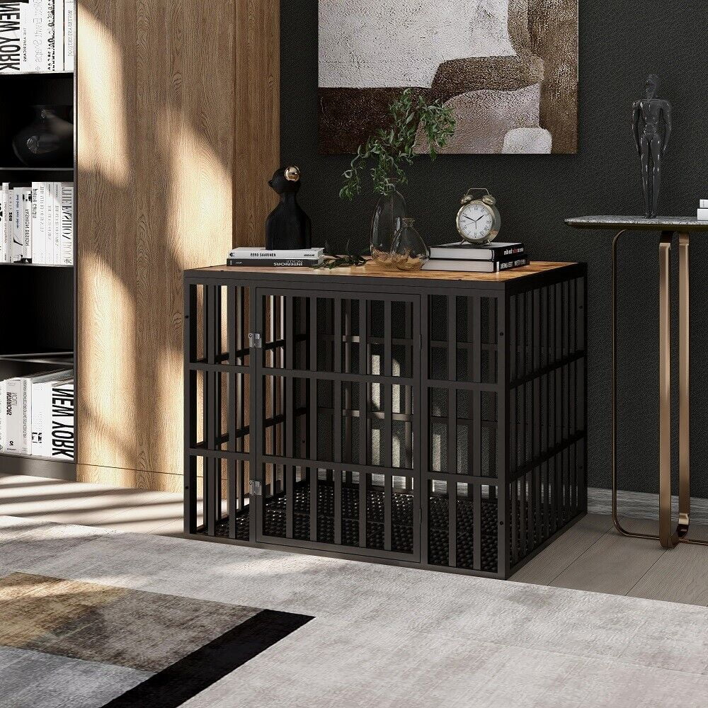 DOG CRATE FURNITURE FOR LARGE DOGS WOOD & STEEL DESIGN DOG CAGE INDOOR ...