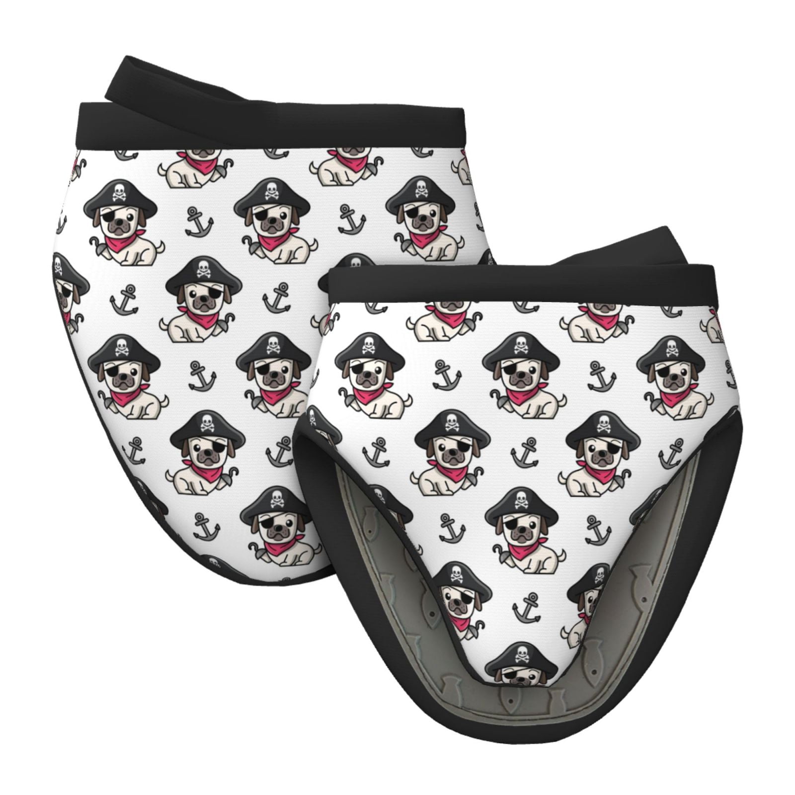 DOG IS WEARING PIRATE COSTUME Oven Mitts Heat Resistant - Soft Lining ...