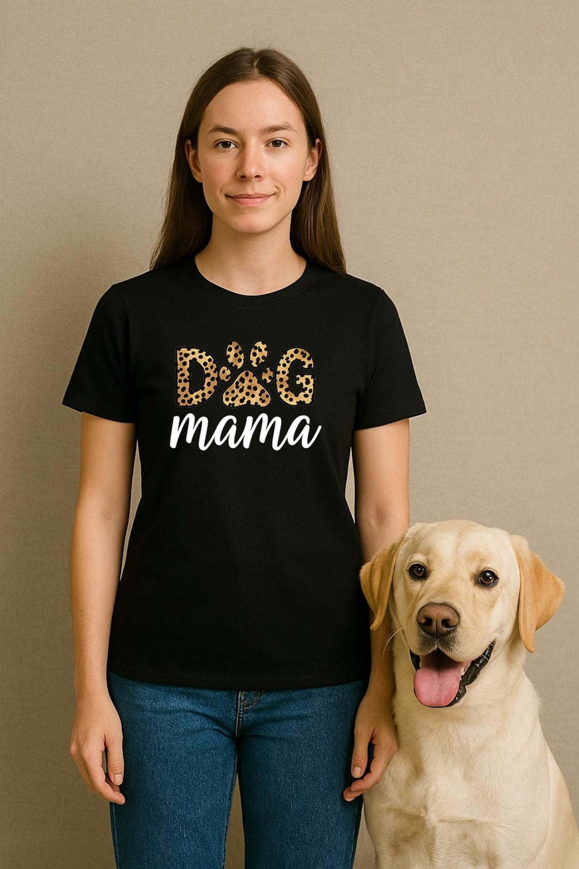 DOG MAMA Shirt – Cute Design with Paw Print 'O' and Bold Typography ...