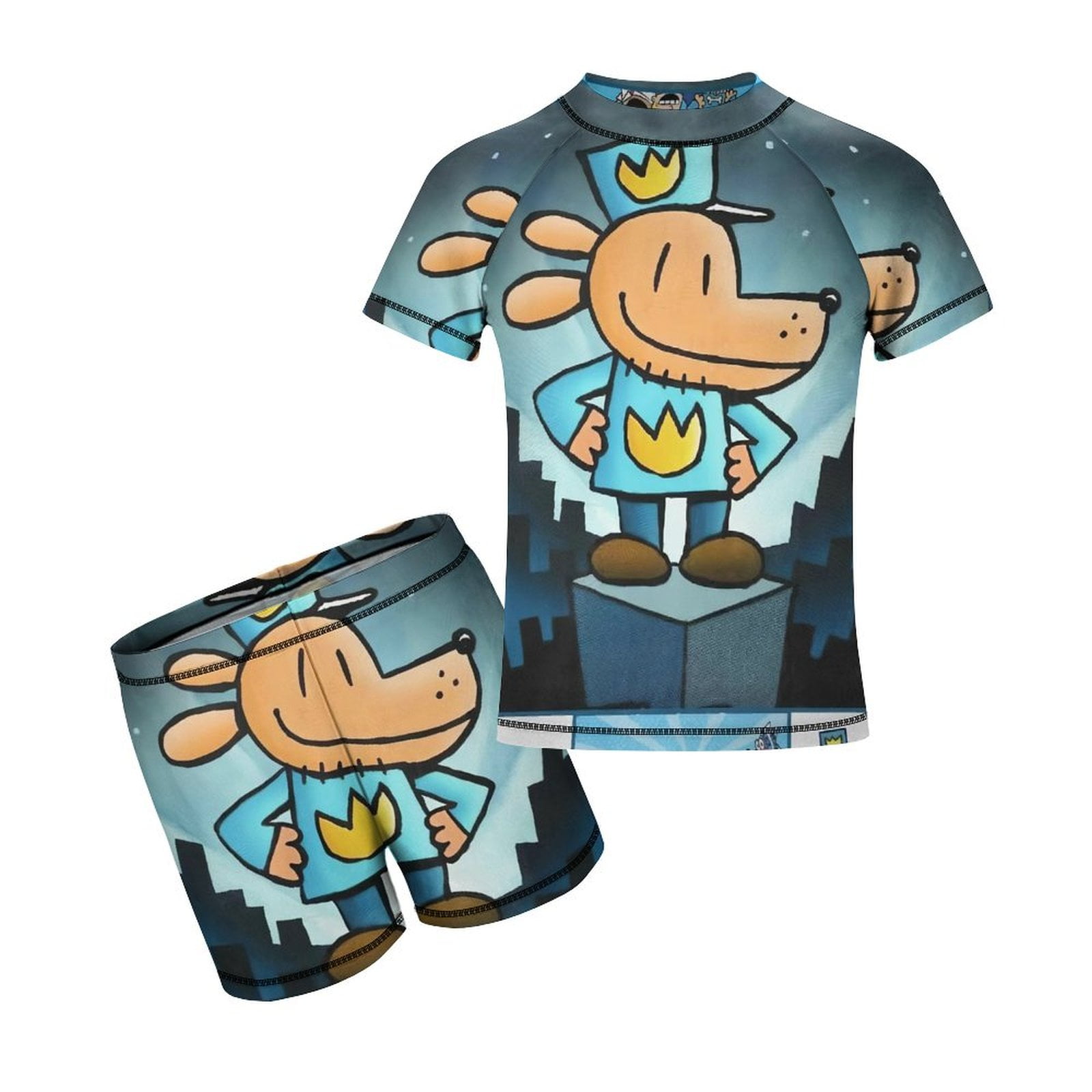 DOG MAN Boys 2 piece swimsuit set short sleeve 7-9Y（120cm）swimsuit with ...