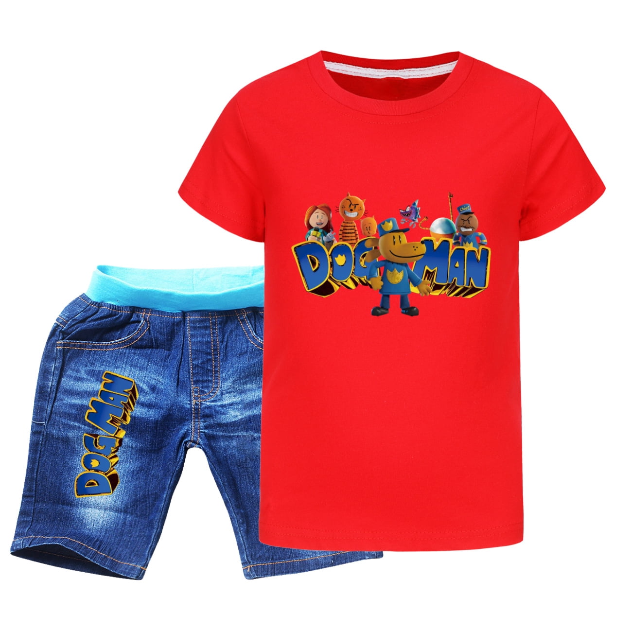 DOG MAN Summer round-neck printed short-sleeved T-shirt and Shorts Set ...